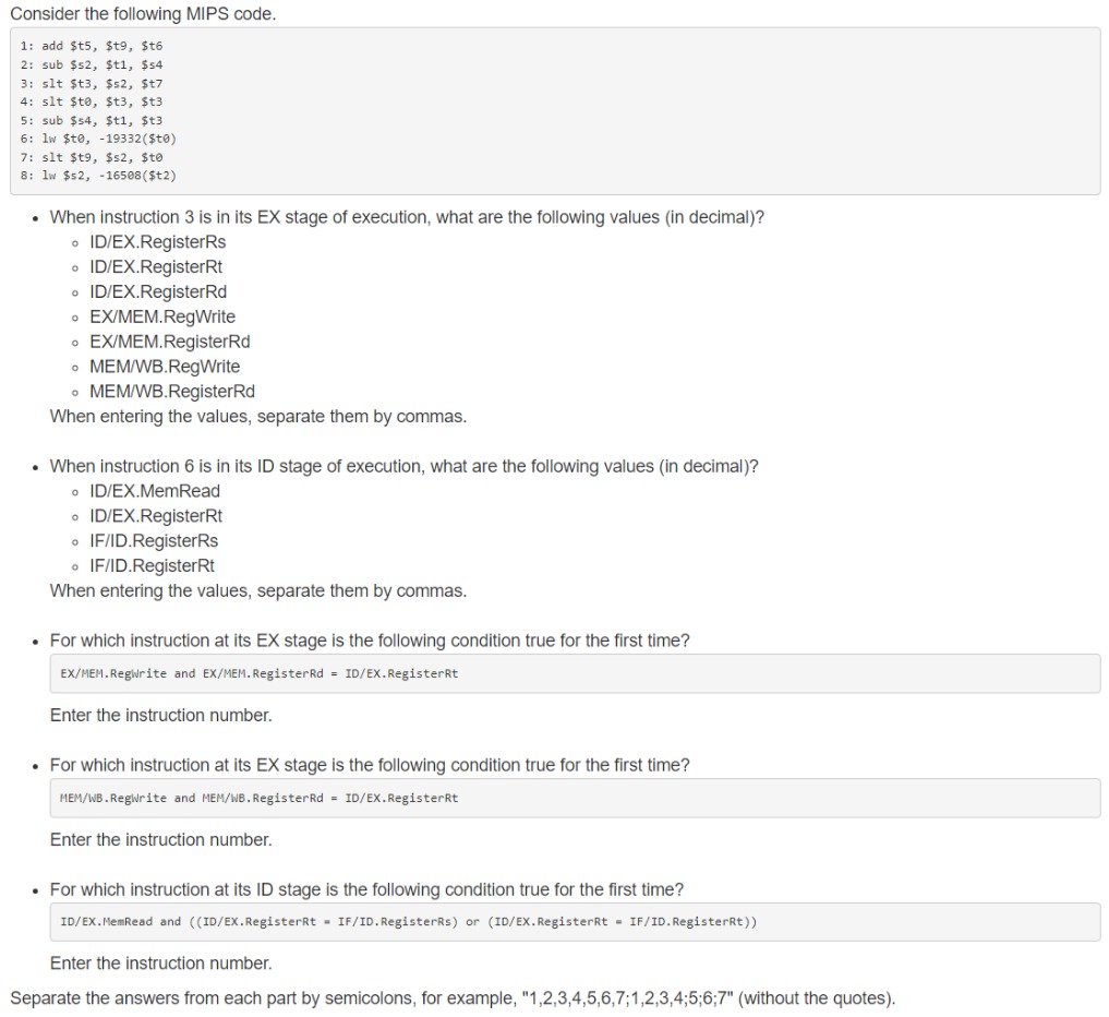 Solved -When instruction 3 ﻿is in its EX stage of execution, | Chegg.com