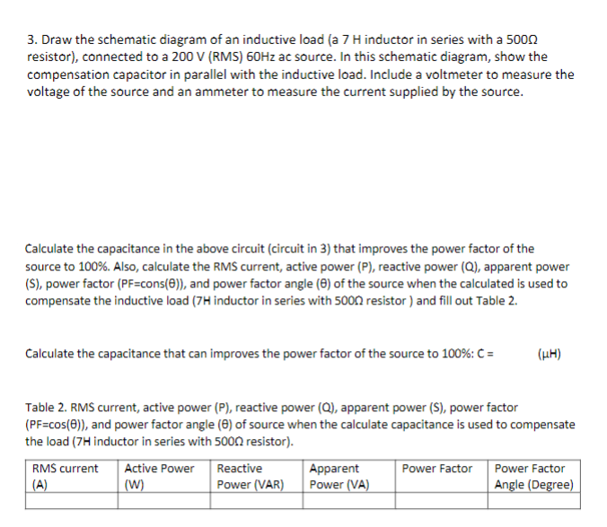 Solved 3. Draw the schematic diagram of an inductive load (a | Chegg.com