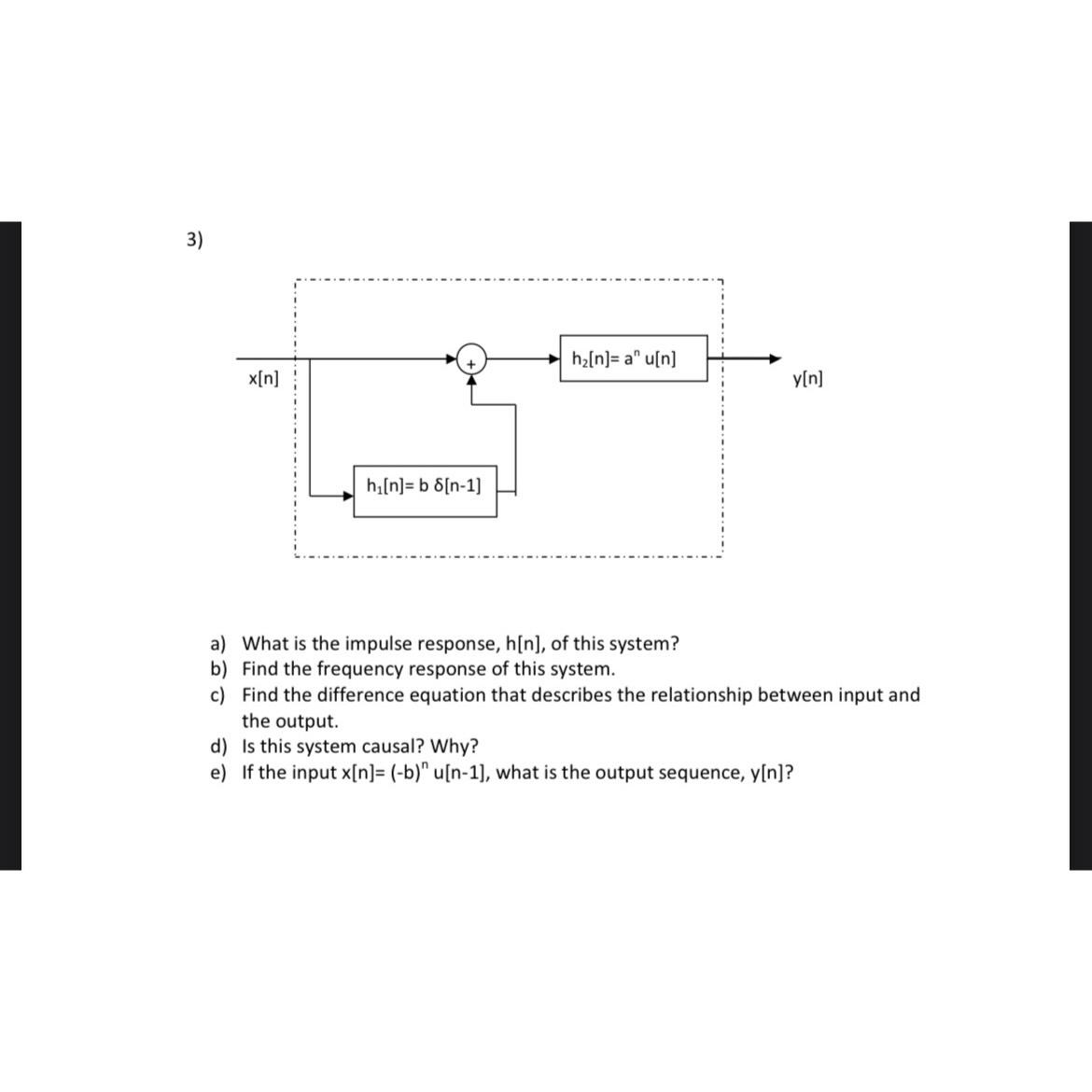 Solved a) What is the impulse response, h[n], of this | Chegg.com