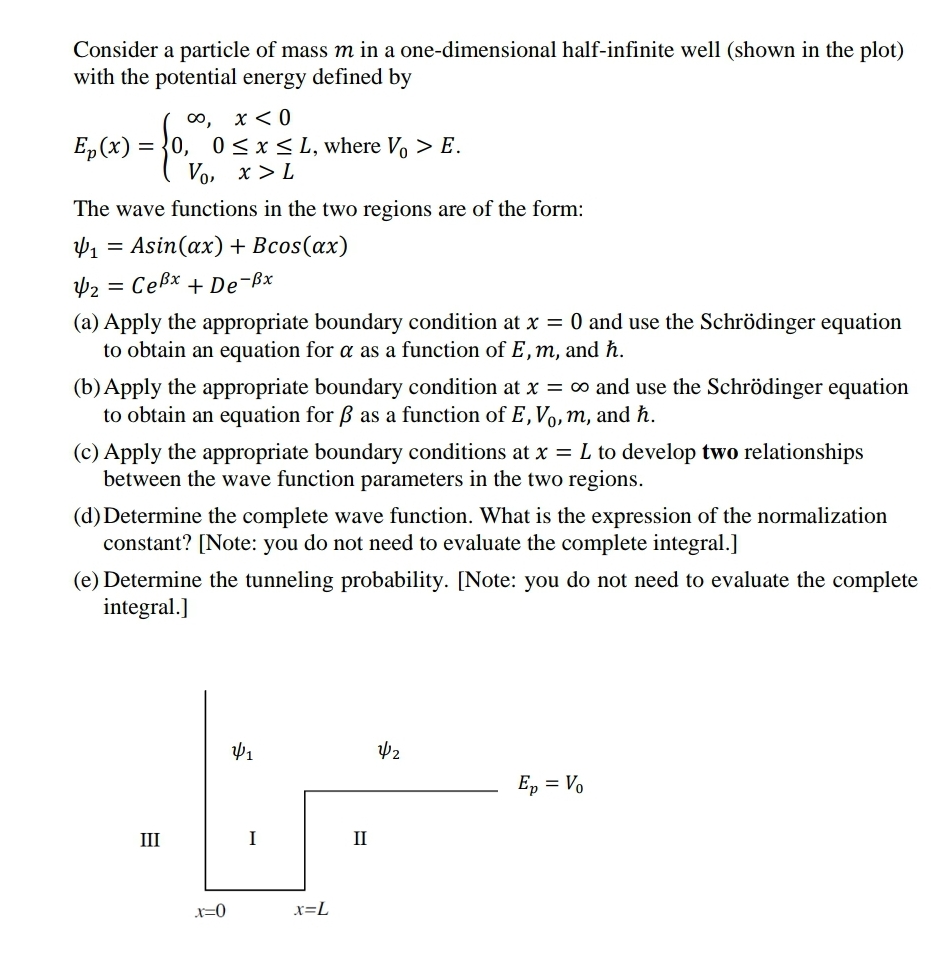 Solved Consider a particle of mass m in a one-dimensional | Chegg.com