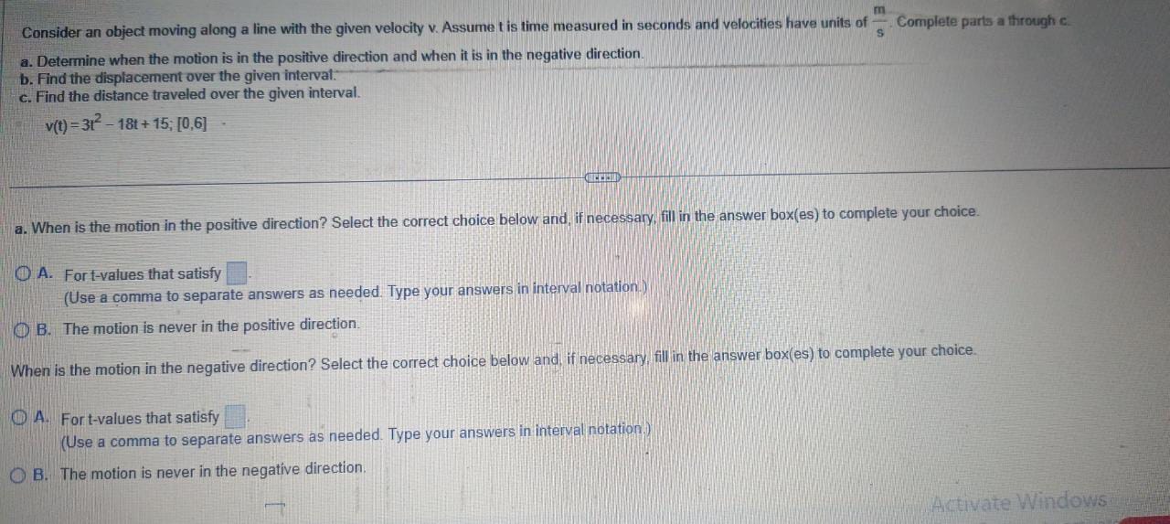 Solved Consider an object moving along a line with the given | Chegg.com