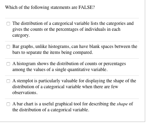 Solved Which of the following statements are FALSE? The | Chegg.com