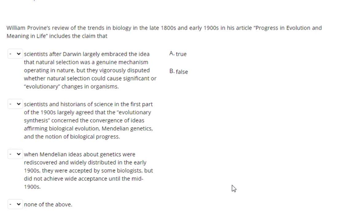 William Provine's review of the trends in biology in | Chegg.com