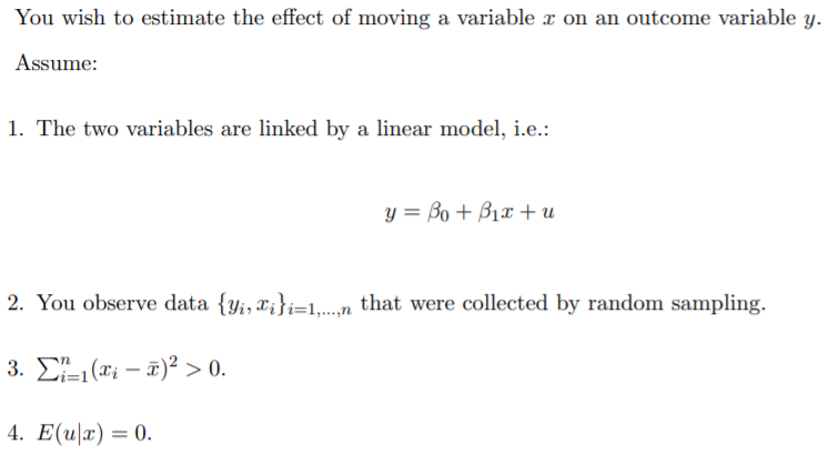 Solved You wish to estimate the effect of moving a variable | Chegg.com