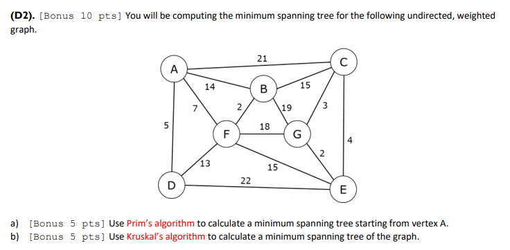 Solved (D2). [Bonus 10 pts] You will be computing the | Chegg.com