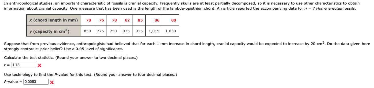 Solved Please help with t and p value. Answers above and not | Chegg.com