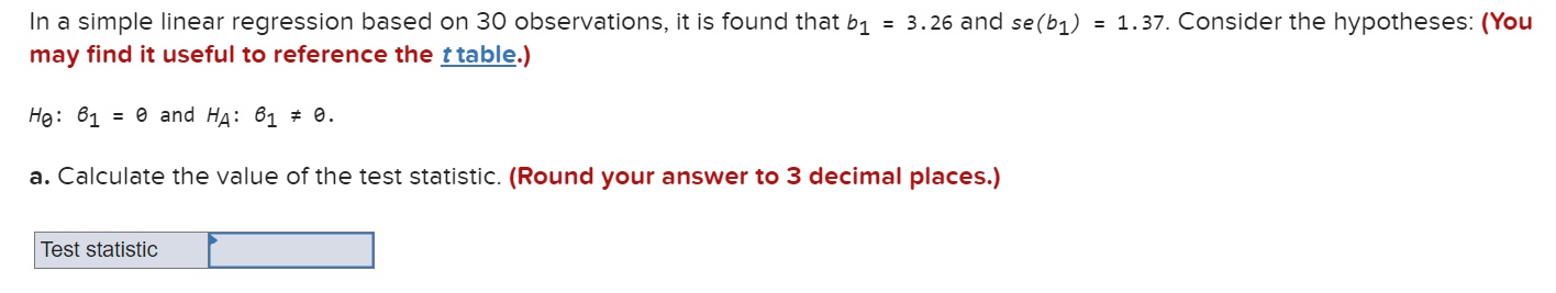 Solved In a simple linear regression based on 30 | Chegg.com