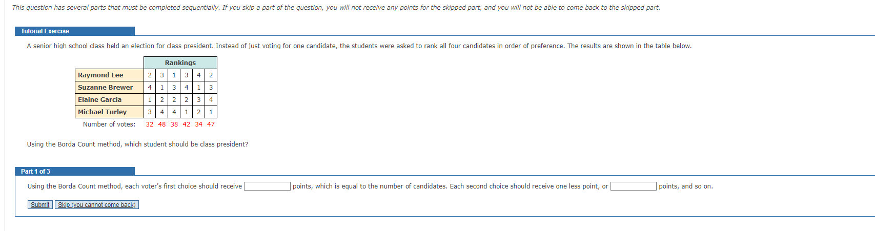 Solved Using the Borda Count method, which student should be | Chegg.com Solved Using the Borda Count method, which student should be | Chegg.com