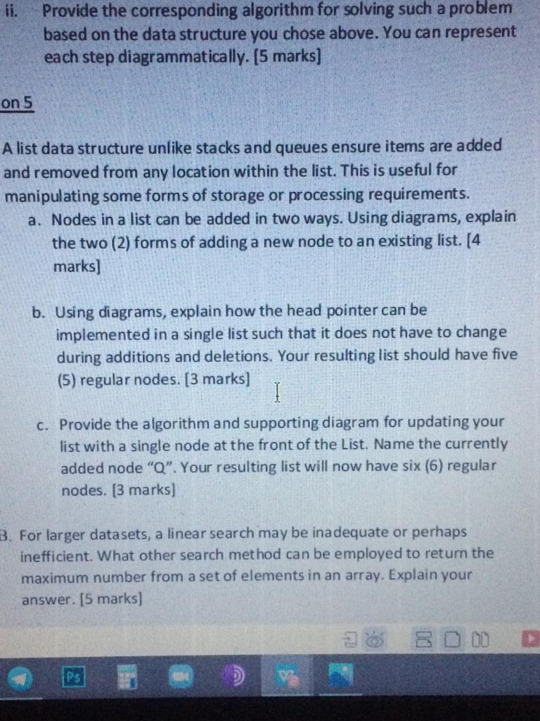 Solved Provide the corresponding algorithm for solving such | Chegg.com