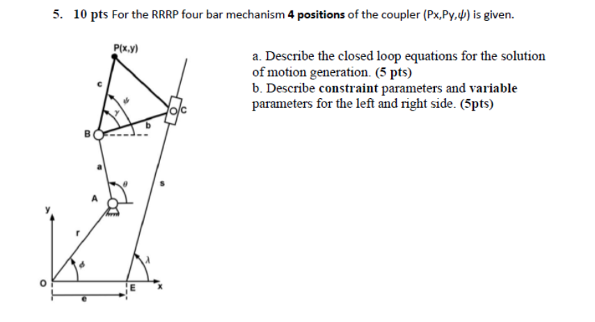 5. 10 pts For the RRRP four bar mechanism 4 positions | Chegg.com