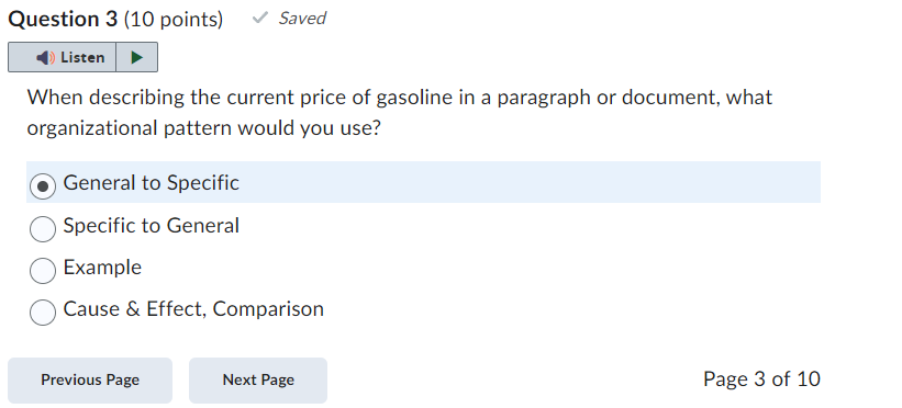 When describing the current price of gasoline in a | Chegg.com