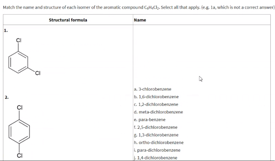Solved Match the name and structure of each isomer of the | Chegg.com