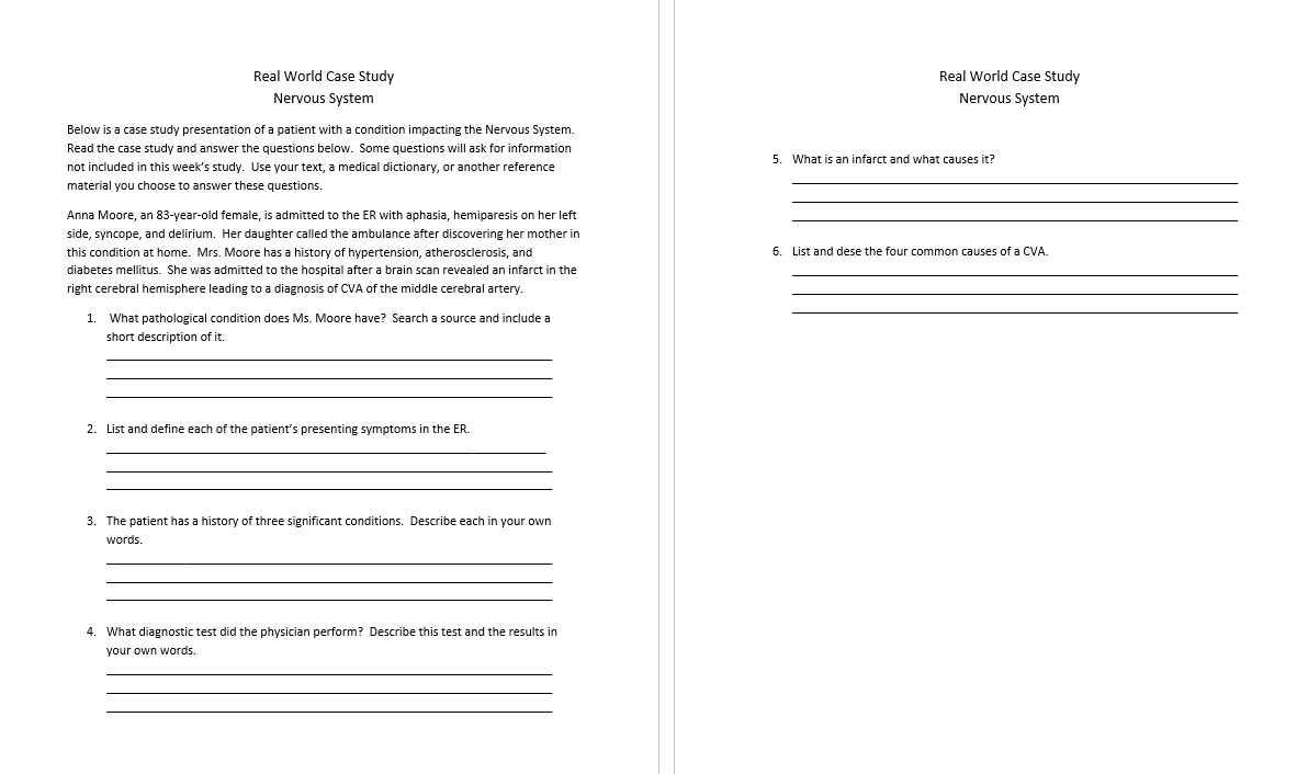 Solved Real World Case Study Real World Case Study Nervous | Chegg.com