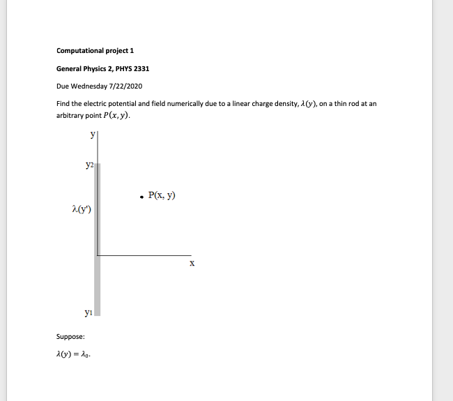 Solved Computational project 1 General Physics 2, PHYS 2331 | Chegg.com