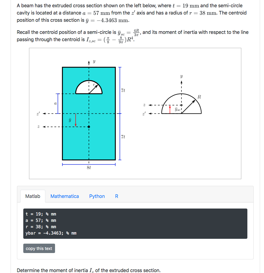 Solved A beam has the extruded cross section shown on the | Chegg.com