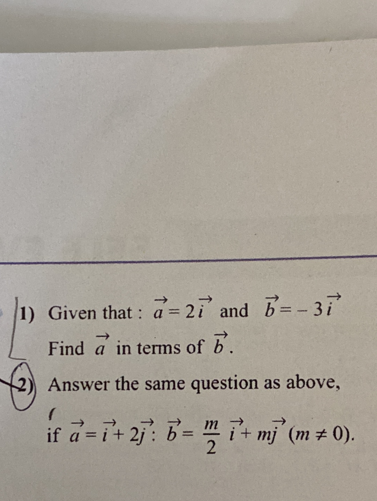Solved 1) Given that : a = 27 and 7=-37 Find à in terms of | Chegg.com