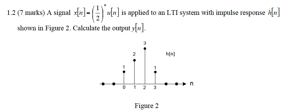 Solved 1.2(7 marks) A signal x[n]=(21)nu[n] is applied to an | Chegg.com