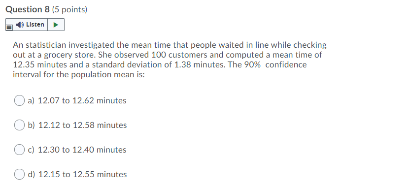 Solved Question 8 (5 points) Listen An statistician | Chegg.com