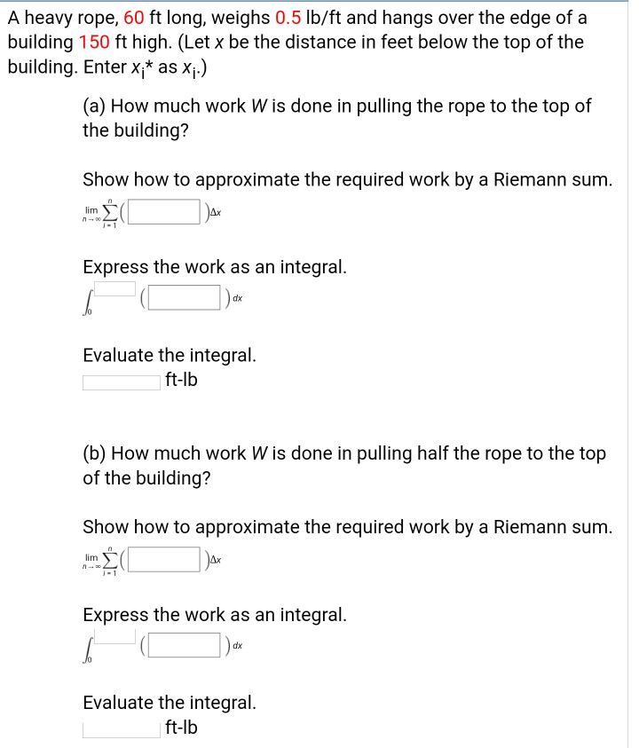 Solved A heavy rope, 60 ft long, weighs 0.5 lb/ft and hangs | Chegg.com