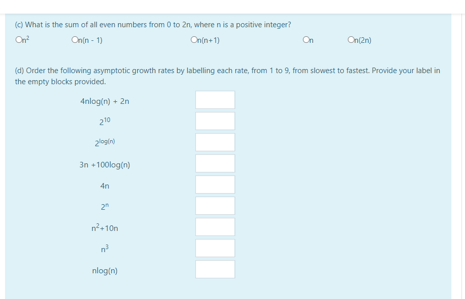 Solved A The Number Of Operations Executed By Algorithms A 4115
