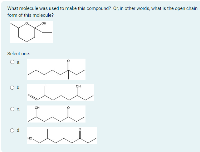 Solved What molecule was used to make this compound? Or, in | Chegg.com