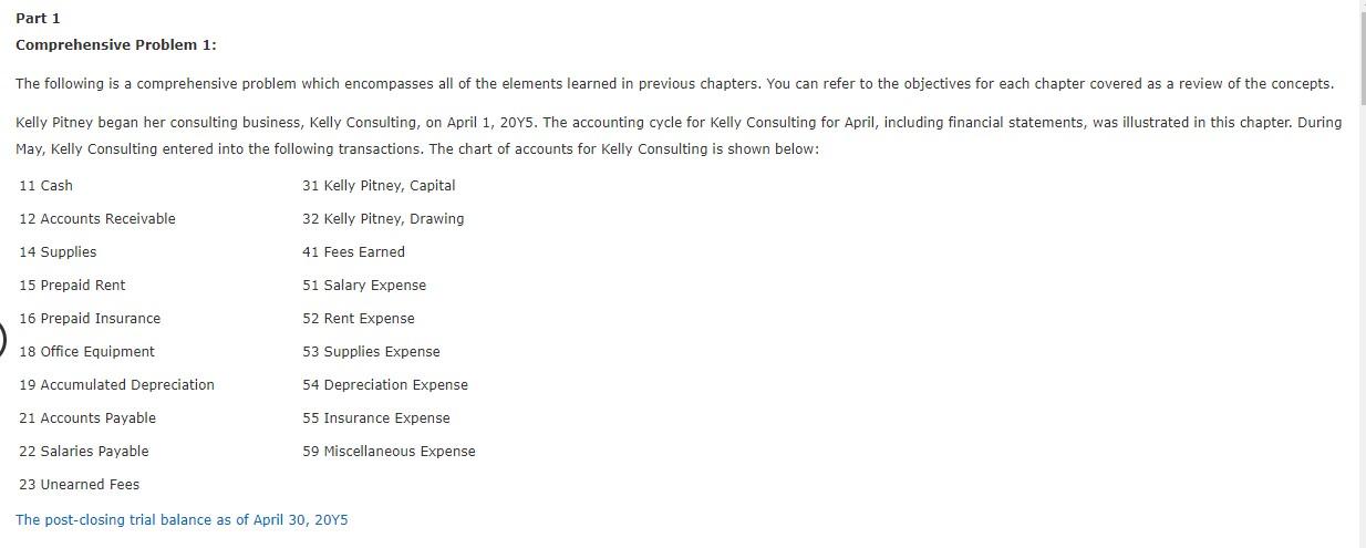 Solved Comprehensive Problem 1: May, Kelly Consulting | Chegg.com