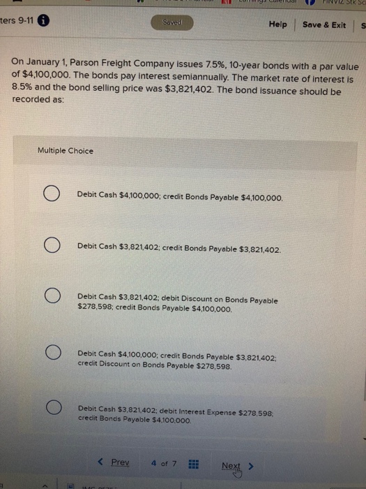 Solved ers 9-11 Help Save & Exit S On January 1, Parson | Chegg.com