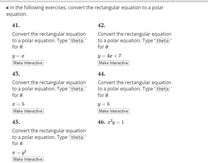 Solved In the following exercises, convert the rectangular | Chegg.com