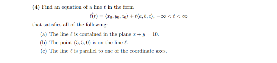 Solved (4) Find an equation of a line ℓ in the form | Chegg.com