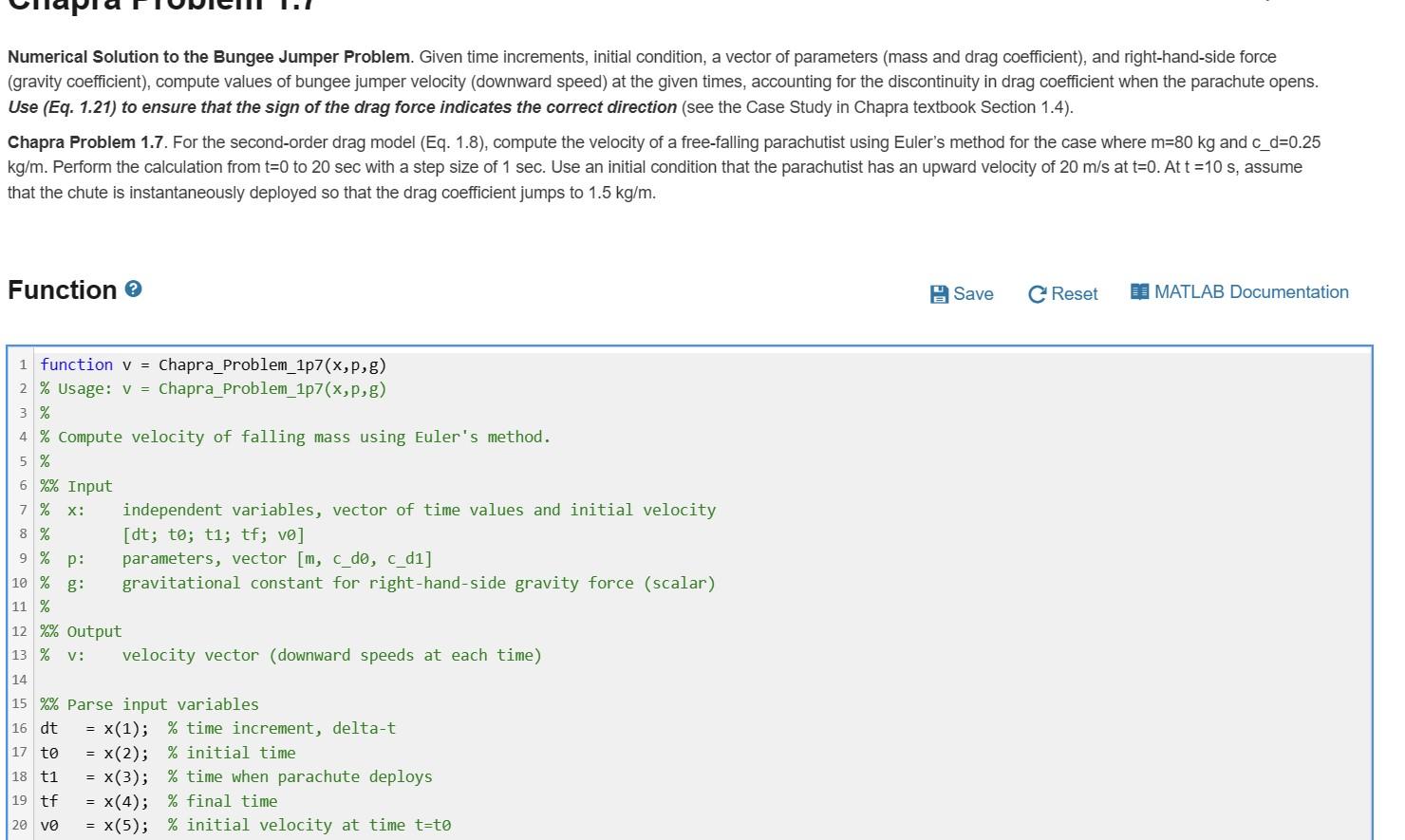 Solved Numerical Solution to the Bungee Jumper Problem. | Chegg.com
