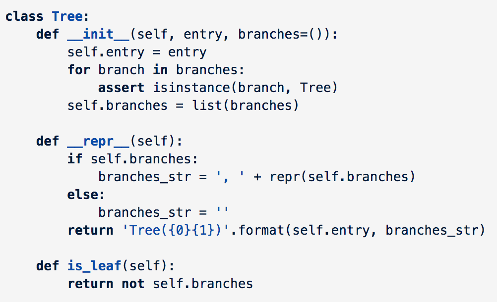 Solved class Tree: def __init__(self, entry, branches=()): | Chegg.com