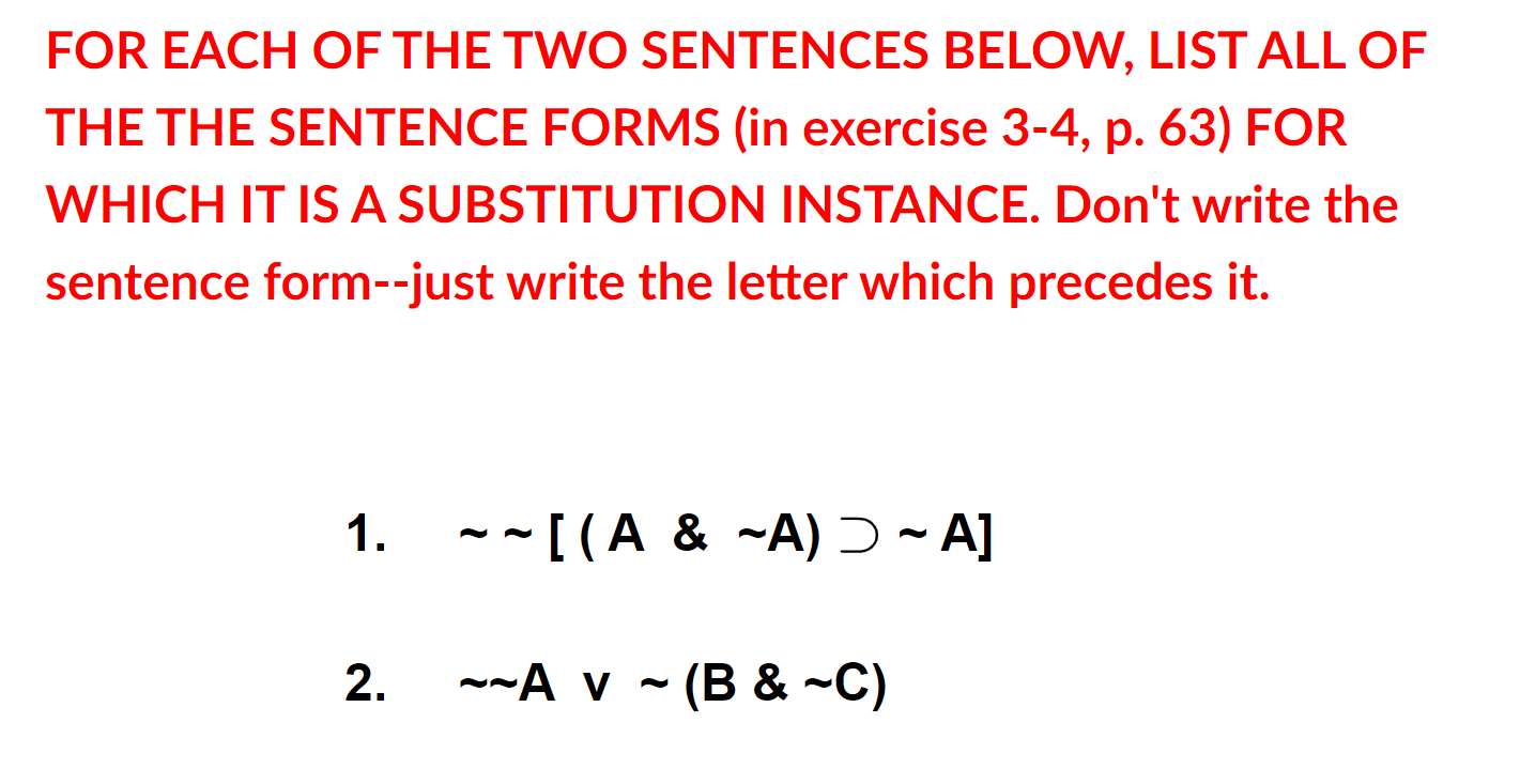 FOR EACH OF THE TWO SENTENCES BELOW, LIST ALL OF THE | Chegg.com