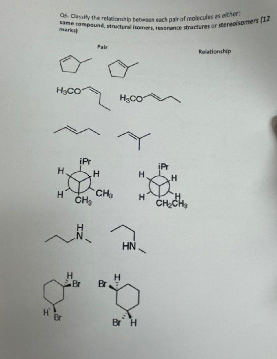 Solved Q6. Classify the relationship between each pair of | Chegg.com