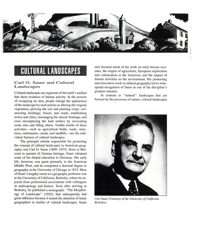 Solved CULTURAL LANDSCAPES also focused much of his work on | Chegg.com