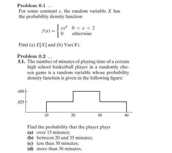 Solved Problem 0.1 ...For some constant c, ﻿the random | Chegg.com