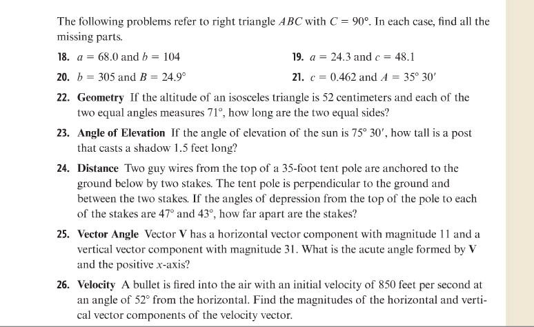 Solved The following problems refer to right triangle ABC | Chegg.com
