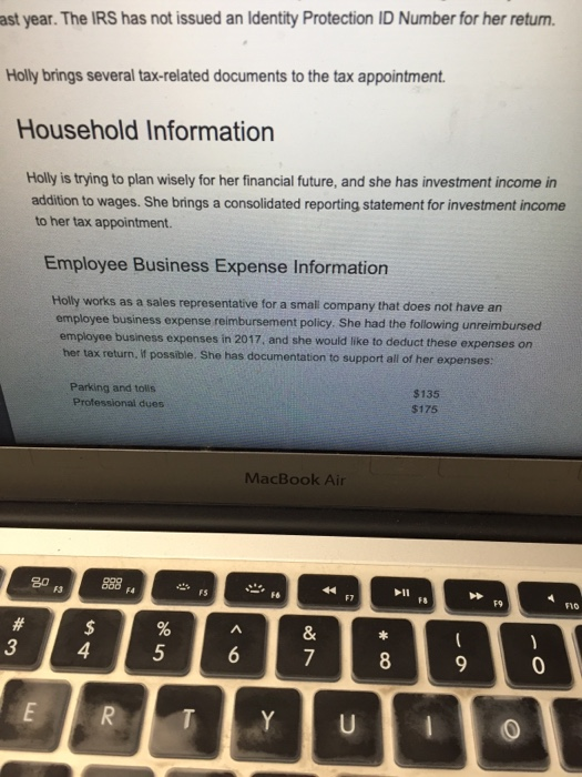 What is the amount of Holly”s unreimbursed employee | Chegg.com