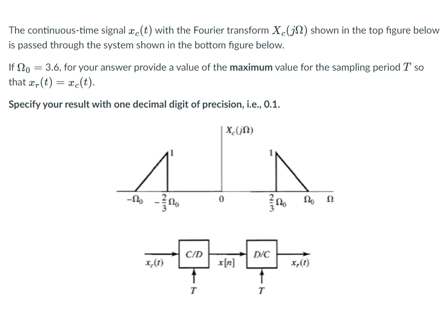 Solved The continuous-time signal xc(t) with the Fourier | Chegg.com