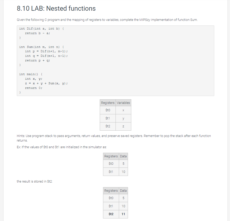 Solved 8.10 ﻿LAB: Nested functionsGiven the following C | Chegg.com