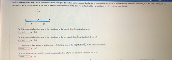 Solved The figure shows a proton (p) on the central axis | Chegg.com