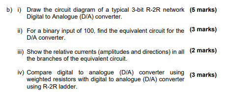 Solved b) i) Draw the circuit diagram of a typical 3-bit | Chegg.com