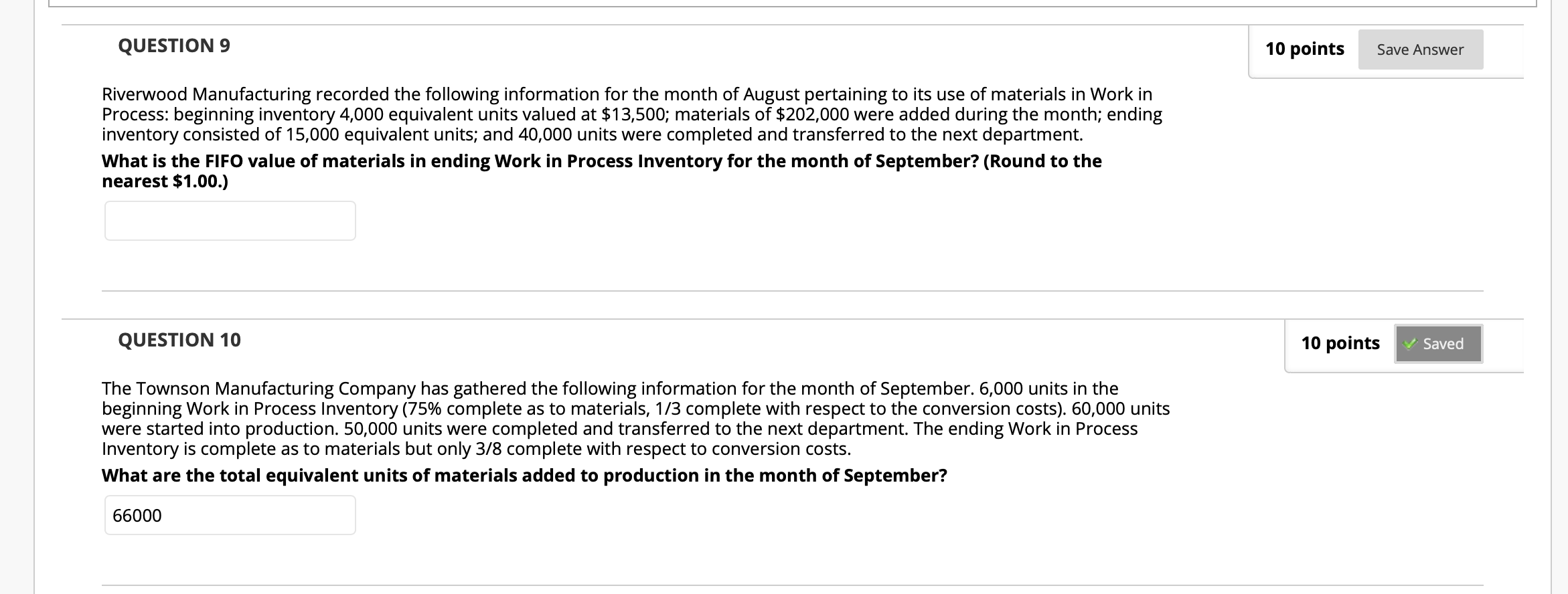 Solved QUESTION 9 10 points Save Answer Riverwood | Chegg.com Solved QUESTION 9 10 points Save Answer Riverwood | Chegg.com