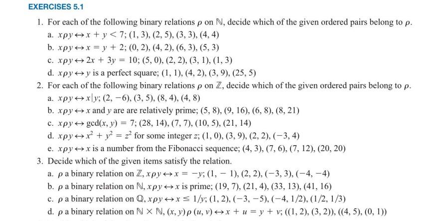 Solved 4. Decide which of the given items satisfy the | Chegg.com