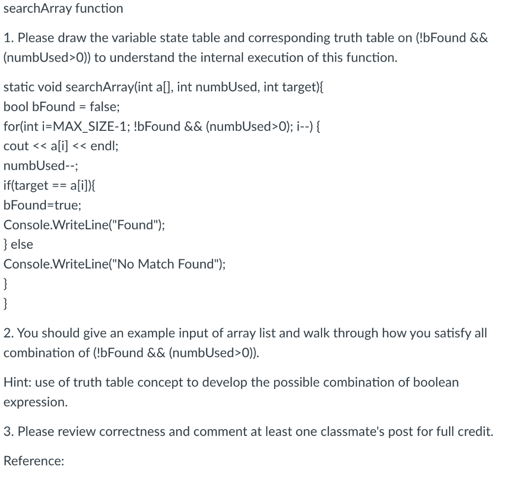 Solved 2. You should give an example input of array list and | Chegg.com