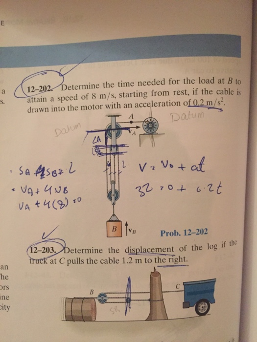 Solved Determine the time needed for the load at B to attain | Chegg.com