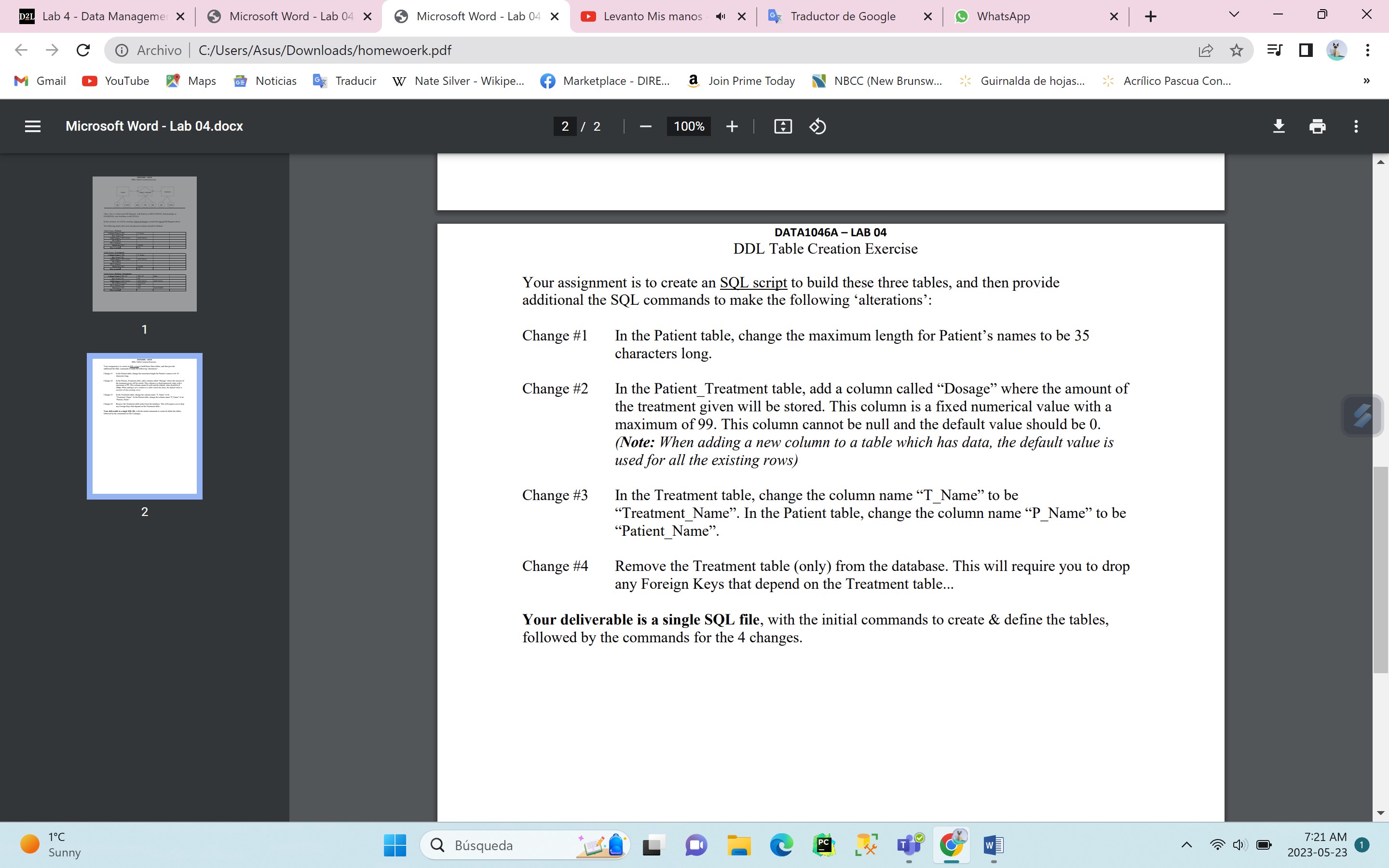 Solved DATA1046A - LAB 04 DDL Table Creation Exercise (Note: | Chegg.com
