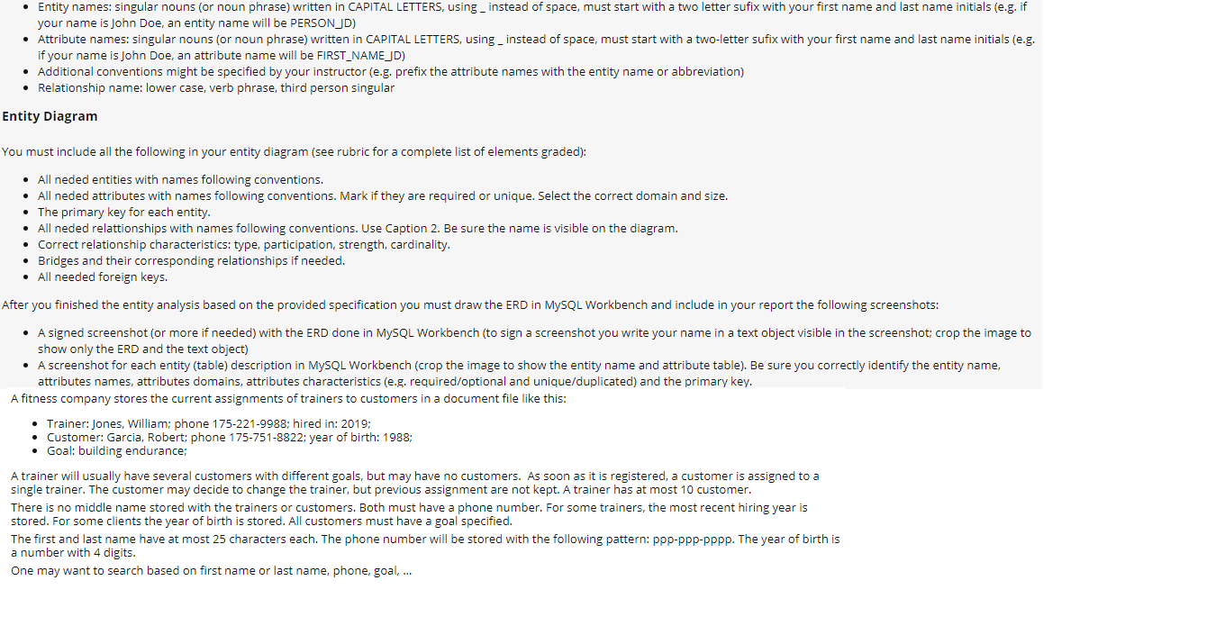 Solved • Entity names: singular nouns (or noun phrase) | Chegg.com