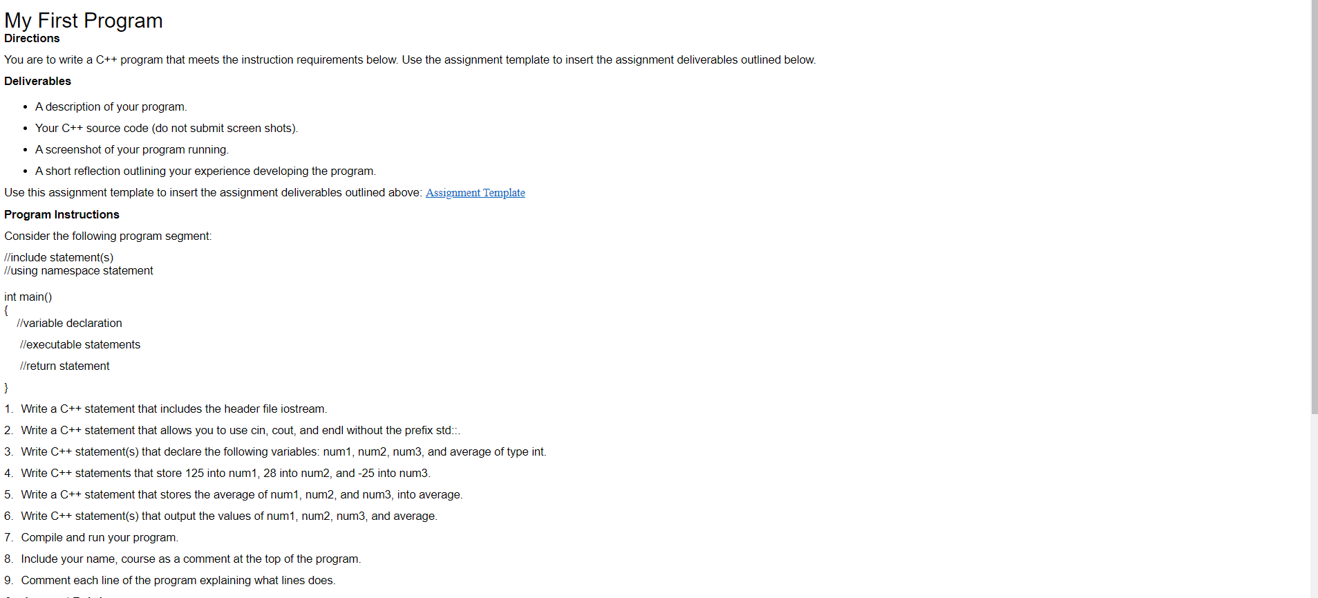 Solved Directions You are to write a C++program that meets | Chegg.com