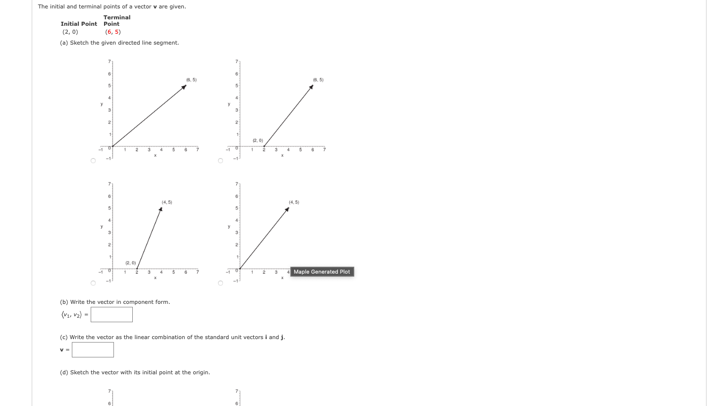 Solved The initial and terminal points of a vector v are | Chegg.com