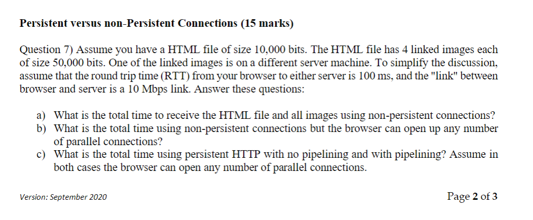 Persistent versus non-Persistent Connections (15 | Chegg.com